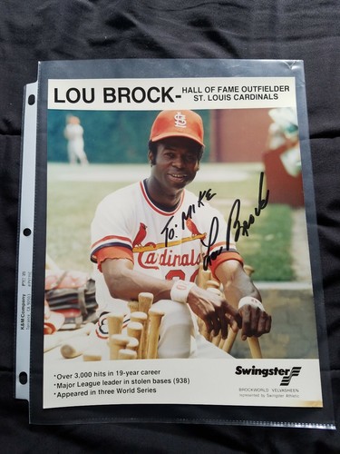 Lou Brock Autograph SIGNED Vintage 8x10 St. Louis Cardinals Authentic ...