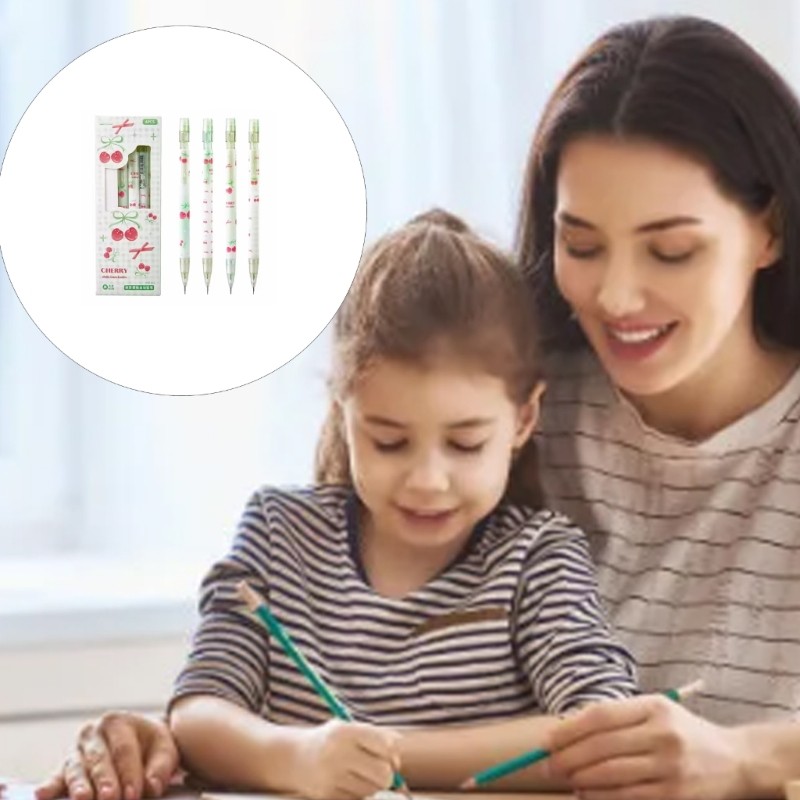 4Pcs 0.5MM Plastic Mechanical Pencil With Small Eraser For Drawing Note ...