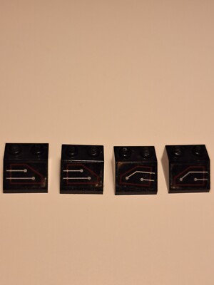 LEGO Slope 2x2 Silver Circuitry From Set 7702 (x4 pieces) (3039pb053 ...