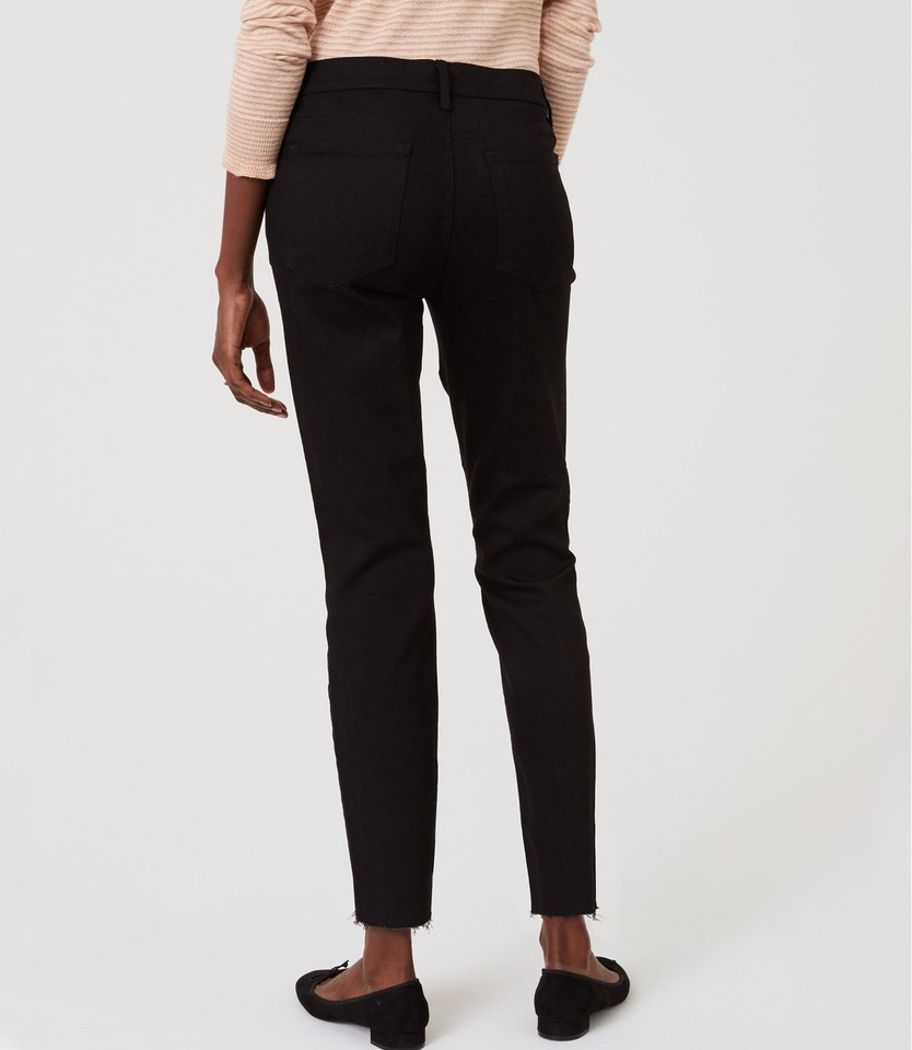 Ann Taylor LOFT Unfinished Hem Modern Skinny Jeans Pants in Black Size ...