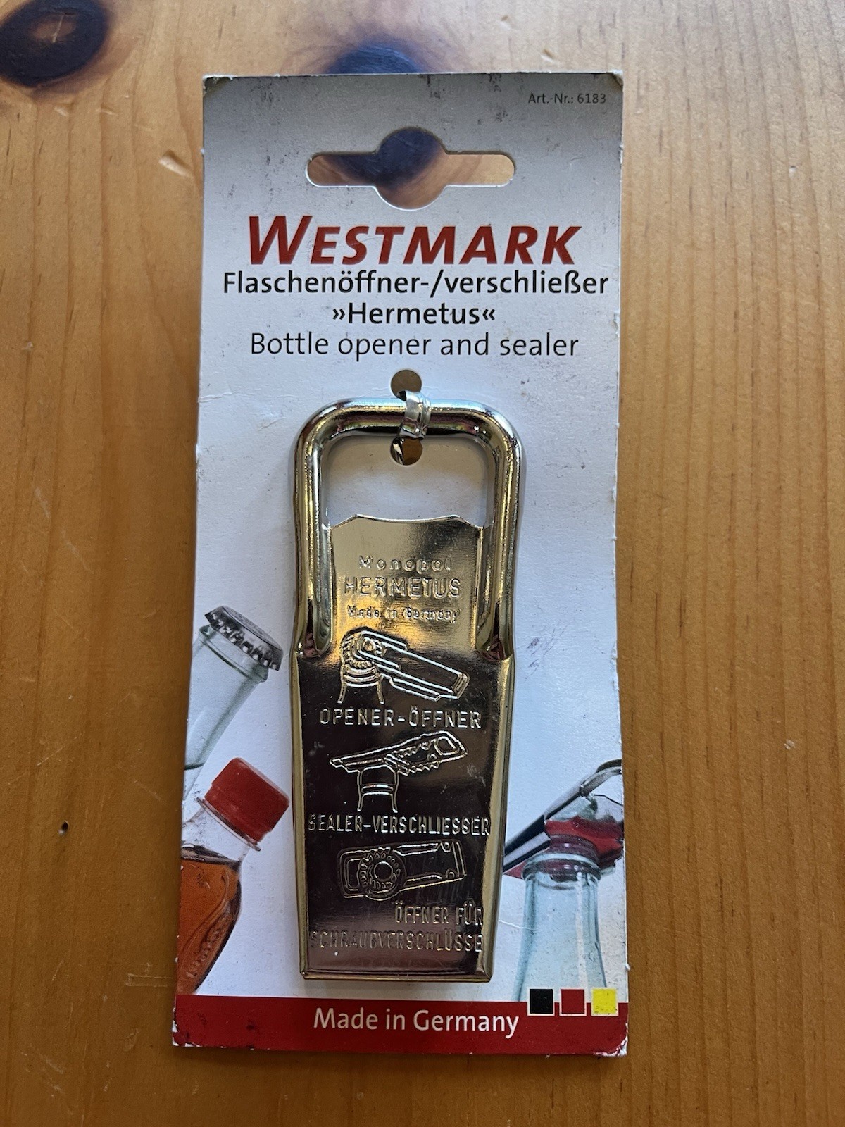Westmark Made In Germany Hermetus Steel 3-in-1 Resealer Bottle Opener ...
