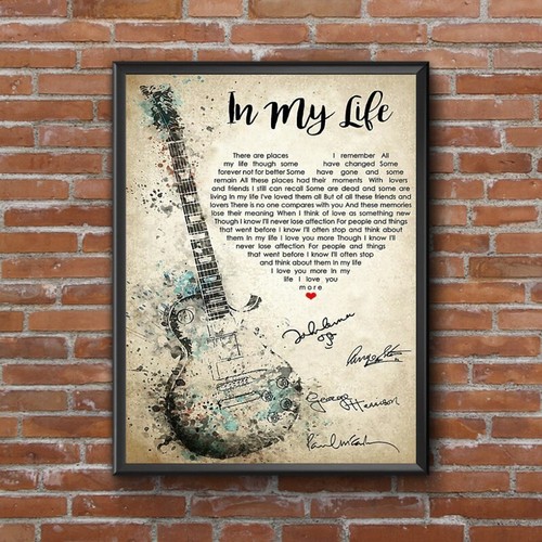 In My Life Lyric Song The Beatles Remaster Guitar Colorful Gift Home ...