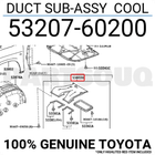 5320760200 Genuine Toyota DUCT SUB-ASSY COOL 53207-60200 | eBay
