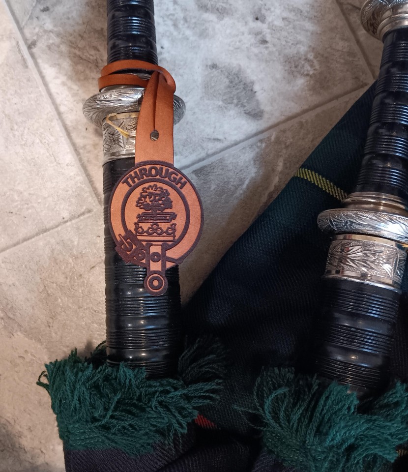 Bagpipe Scottish Crest Badge,Handmade Leather Drone Crest Badge for ...