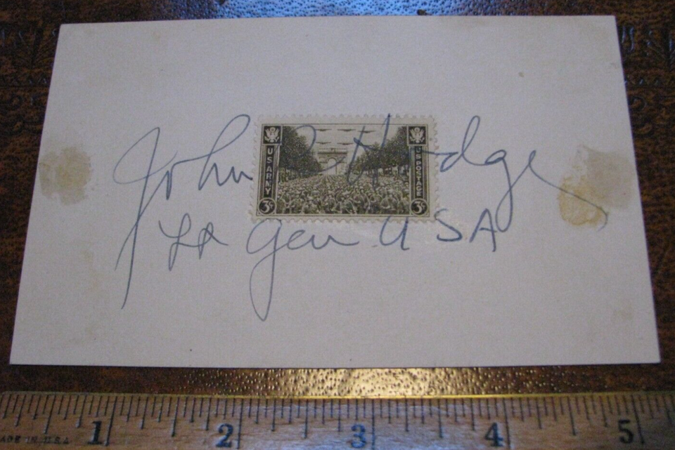 GENERAL JOHN R. HODGE WW II COMMANDER PACIFIC SIGNED AUTOGRAPH CARD 2X ...