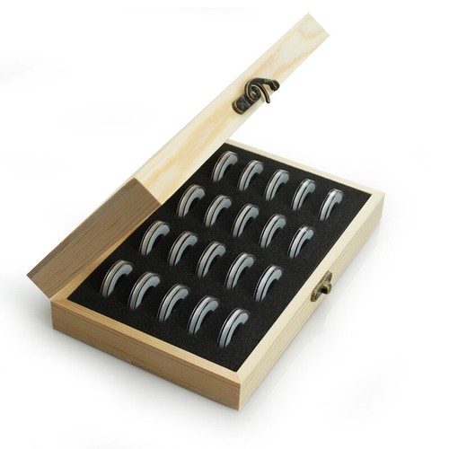 20Pcs Coin Capsules Wooden Display Storage Box Case Holder Collectible ...