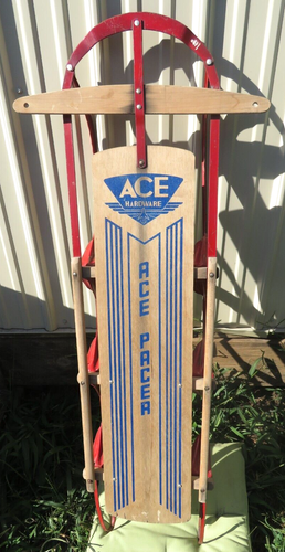 1950s ACE HARDWARE PACER METAL/WOOD SNOW SLED 54” | eBay