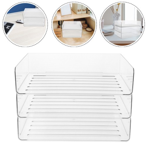 File Rack Storage Box Office Paper Organizer Letter Tray Clear Work ...