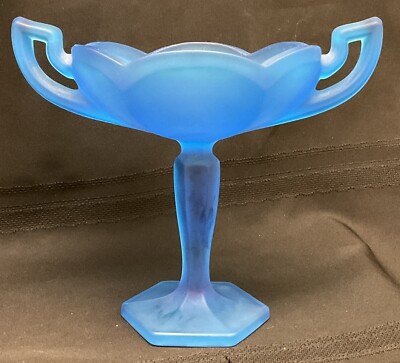 Vintage Art Deco Westmoreland Blue Mist Satin Keystone Colonial Handled ...