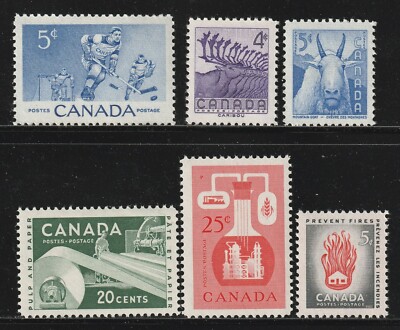 Canada Year Group 1956, Complete Set of 6 Different Stamps, MNH #359 ...