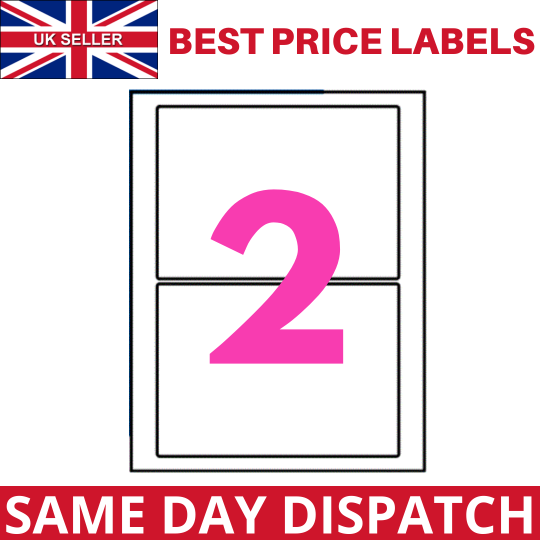 A4 Labels 2 Per Sheet - Self Adhesive Sticky White Stickers Address ...