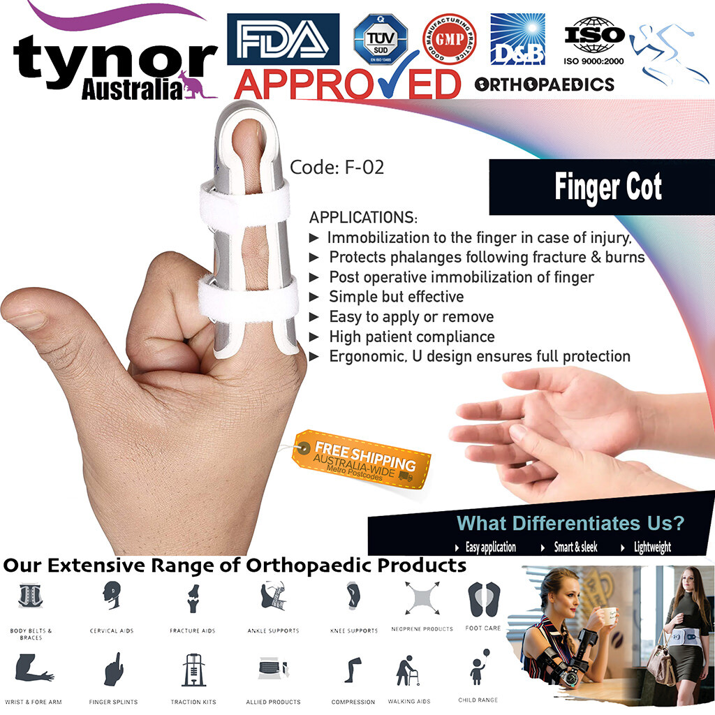 Tynor™ Ergonomic Trigger Finger Cot Splint Injury Protection Aluminium ...