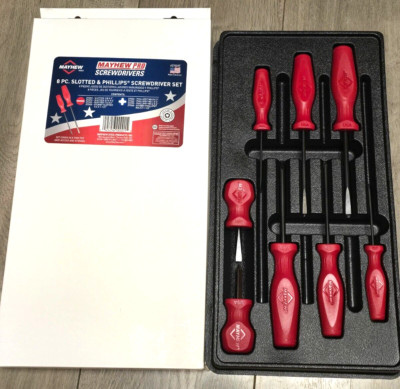 Mayhew PRO 8pc Slotted & Phillips Screwdriver Set, RED, made in the USA ...