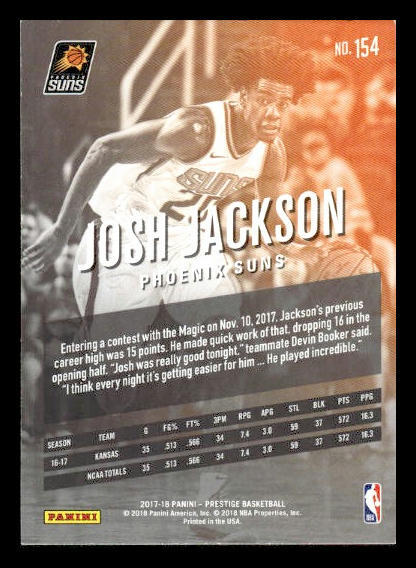 2017-18 Panini Prestige #154 Josh Jackson Rookie Phoenix Suns | eBay