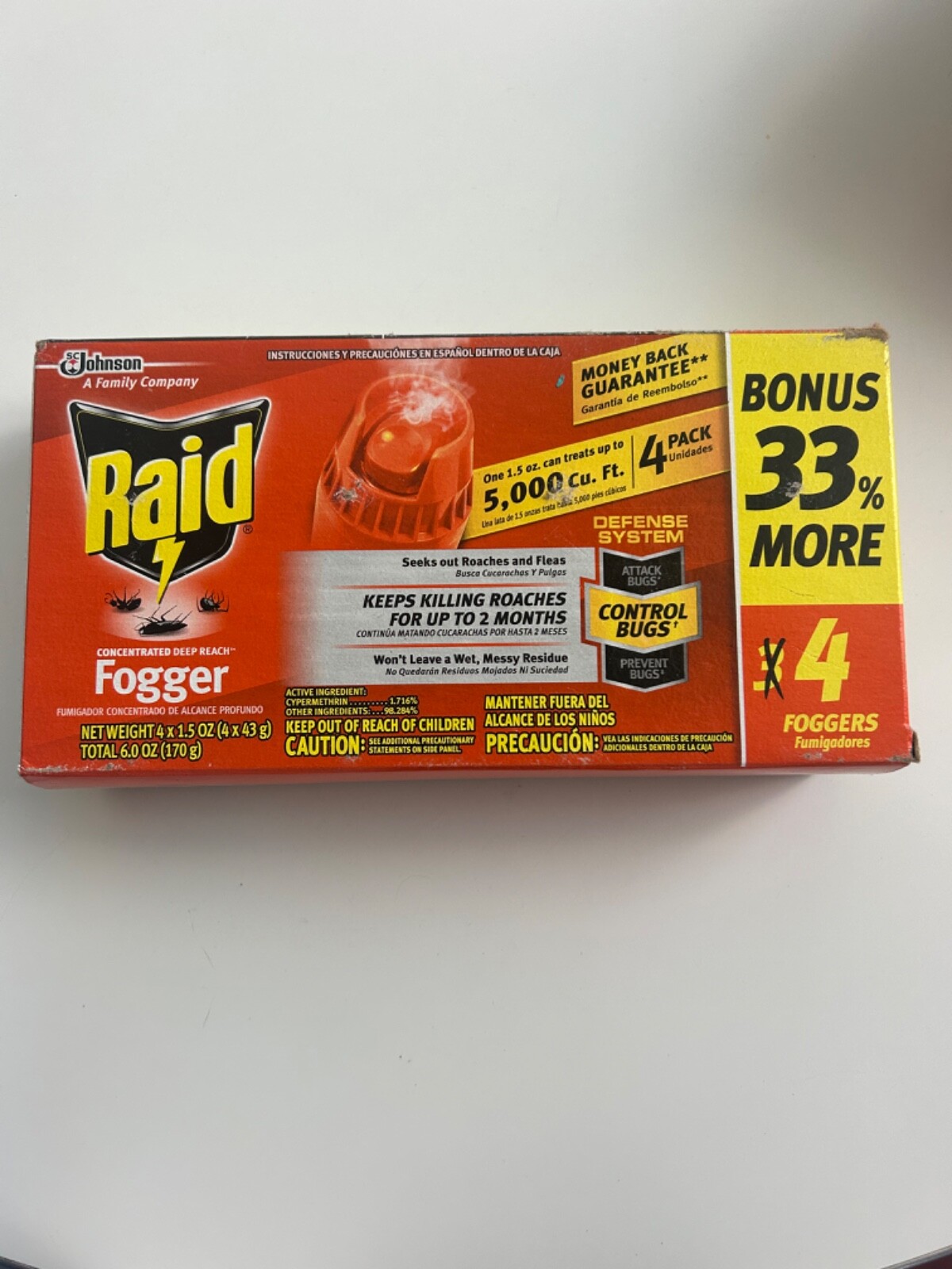 Raid® Concentrated Deep Reach Pest Killer, Fogger for Roaches 1.5 fl oz ...