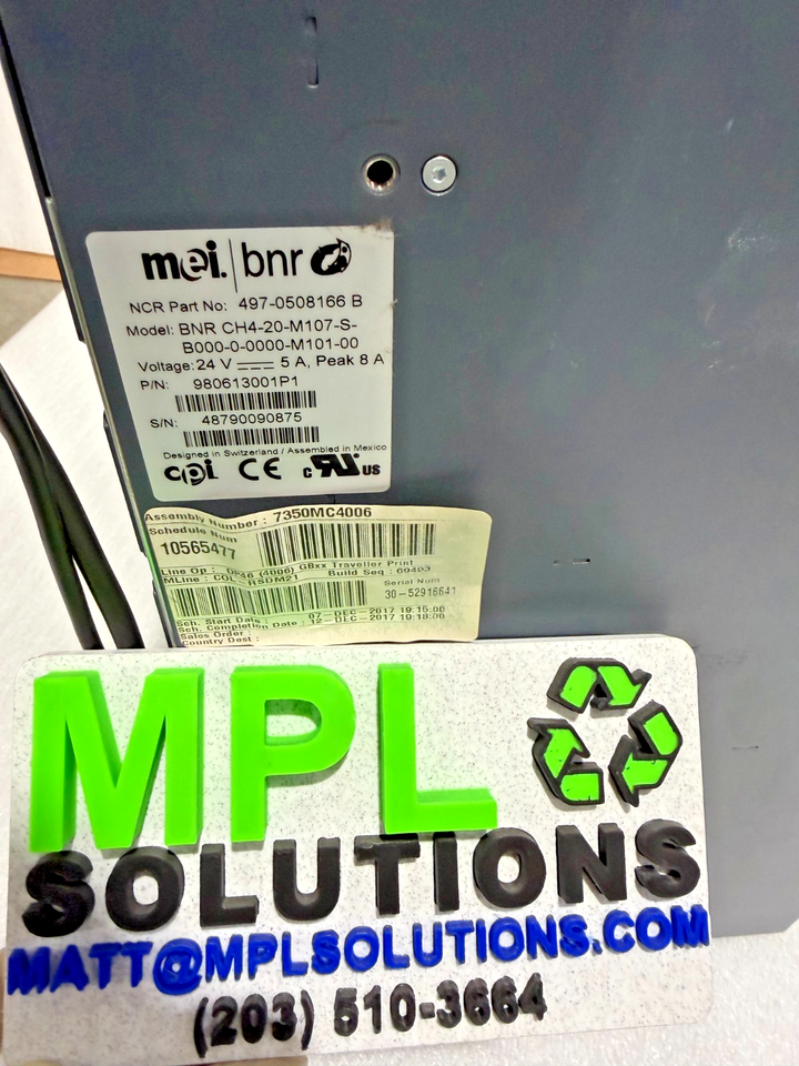 MEI BNR Advance Note Recycler System, CH4-20, Main Module ,2x Recyclers ...