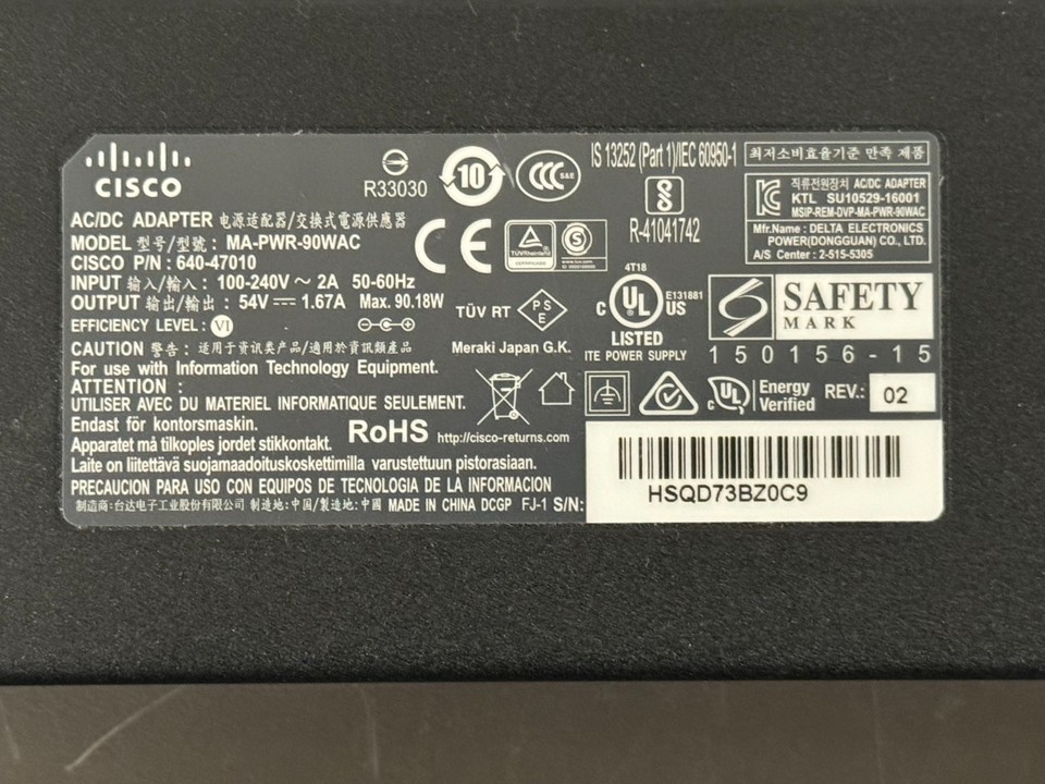 LOT of (3) Cisco AC Power Supply Adapter MA-PWR-90WAC 54V 1.67A 33238AM ...