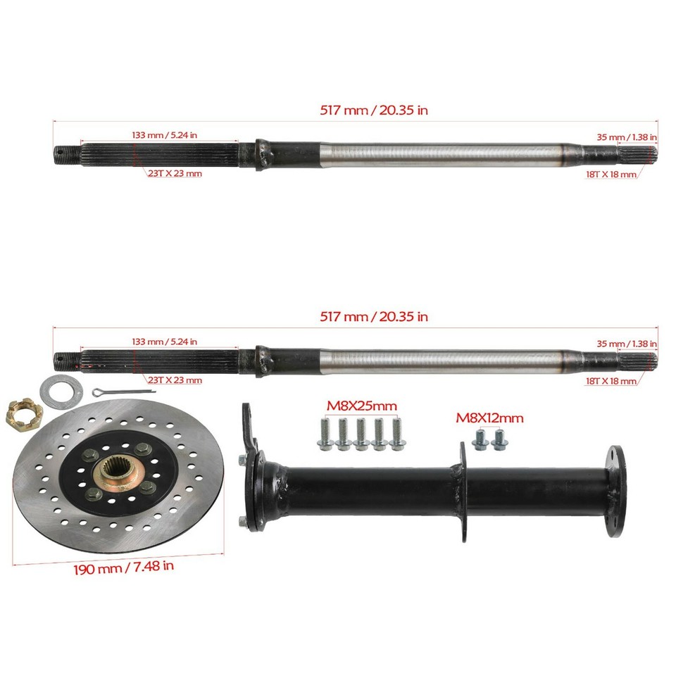 30" 40" Go Kart Rear Axle Kit 1000W Electric Differential Motor ATV ...