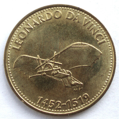 SHELL, LEONARDO DA VINCI 1452 - 1519 Token 26mm 5g Brass Plated Steel ...