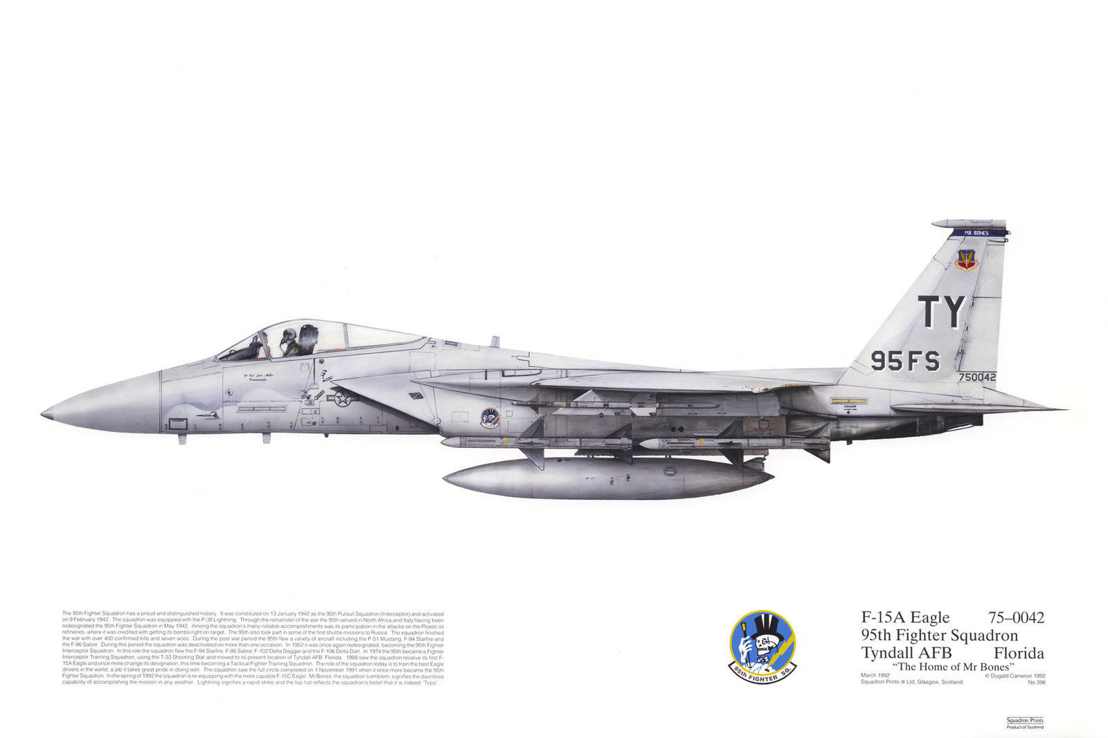 Squadron Print 398 F-15A Eagle 95 FS Tyndall AB USAF Aviation Profile ...