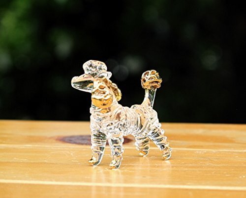 Handmade Mini 2" Poodle Dog Figures Blown Glass Art, Standing and Side ...