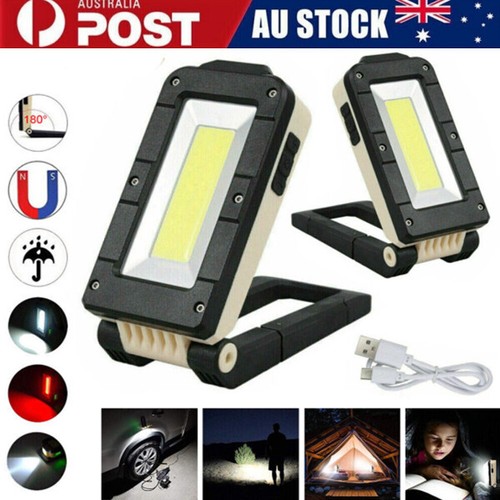 LED Work Light COB Inspection Lamp Magnetic Hand Torch USB Rechargeable ...