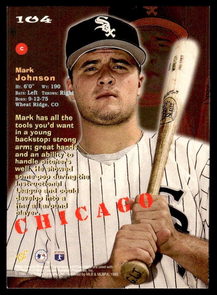 1995 Topps Stadium Club World Series Mark Johnson Chicago White Sox ...