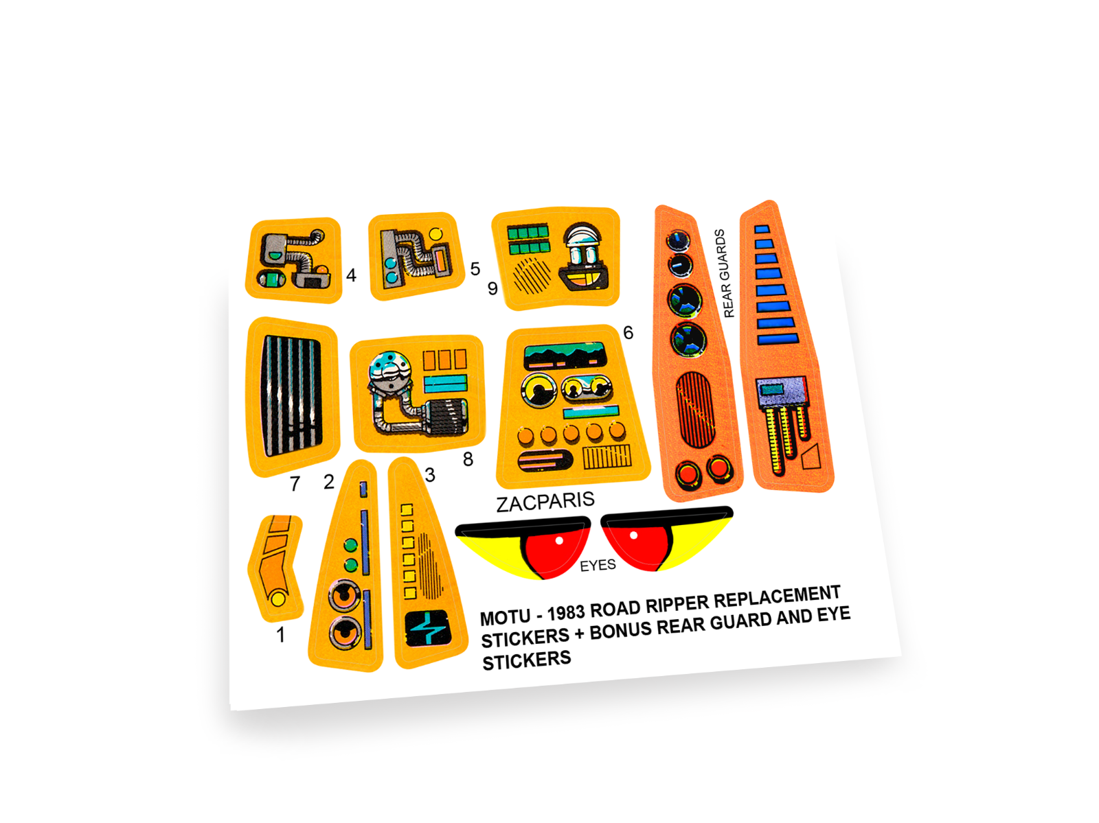 Custom Mattel 1983 MOTU Masters of the Universe Road Ripper stickers ...