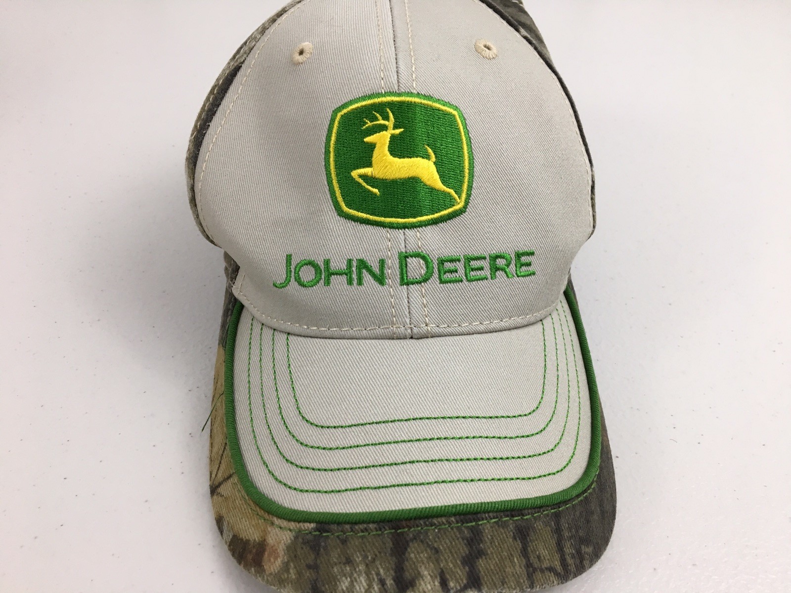 John Deer Tan Camo Cap/Hat Buckle Back Strap One Size Fit All Pre-owned ...