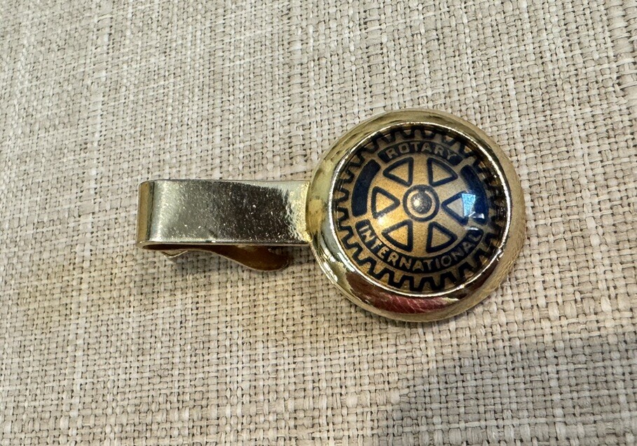 Vintage Rotary International Tie Clip Bar Gold Tone - Gem