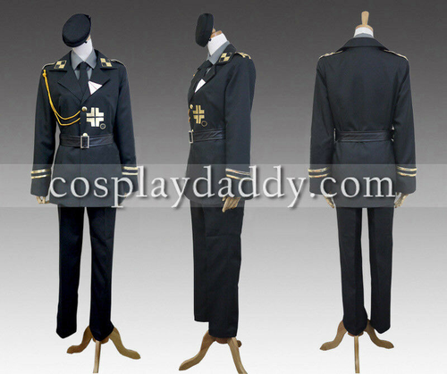 Free shipping Axis Powers Hetalia APH Prussia COSPLAY Army Costume SS ...