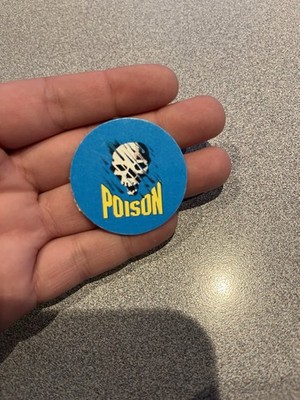 Vntg POG 1990s Poison Skull Blue Skeleton Milk Bottle Cap HTF Toy Game ...