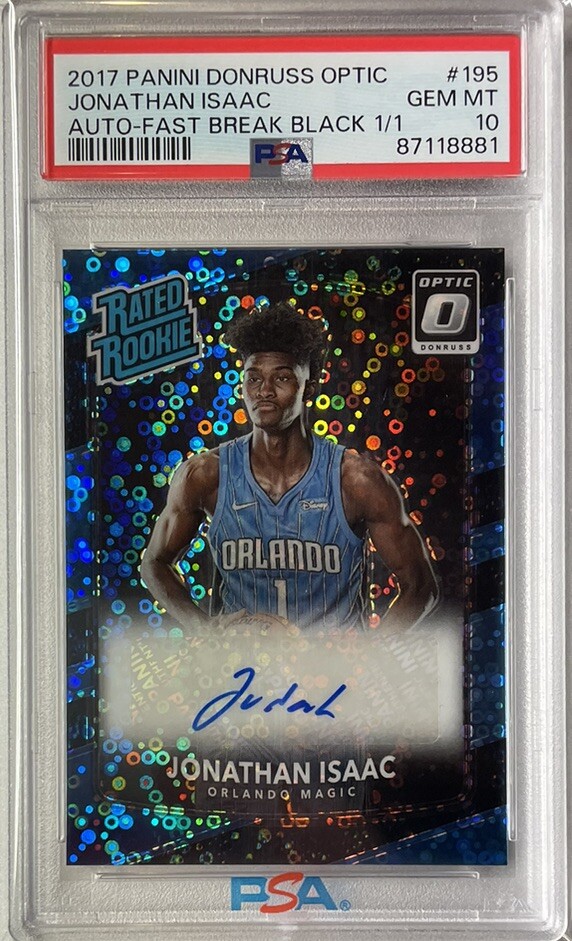 2017-18 Donruss Optic Black Prizm Auto 1 of 1 Jonathan Isaac Rookie RC ...
