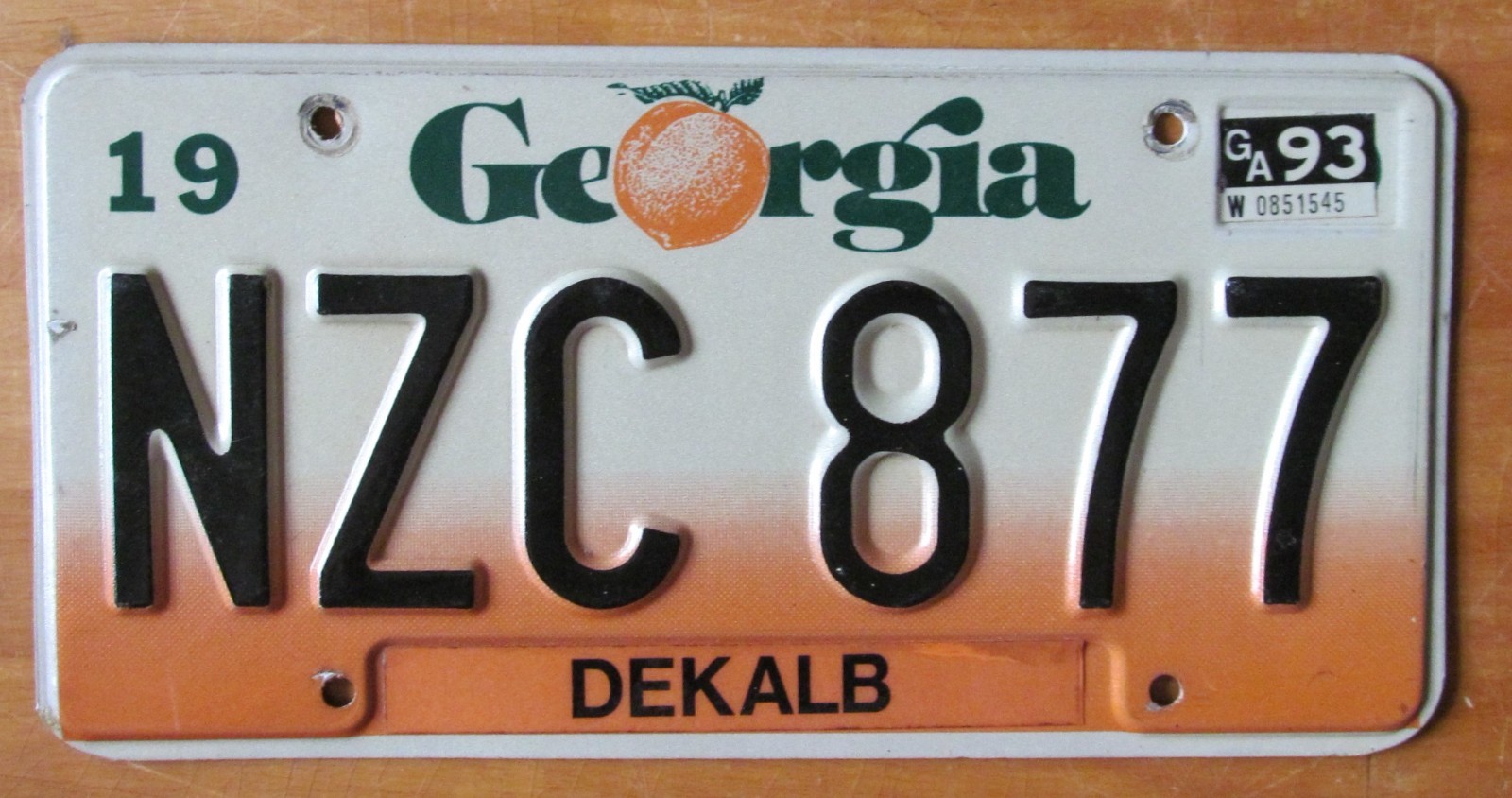 Georgia 1993 DEKALB COUNTY License Plate HIGH QUALITY # NZC 877 | eBay