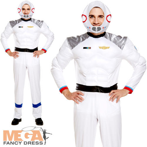 Spaceman Mens Fancy Dress Astronaut Space Uniform Sci Fi Adults Costume ...