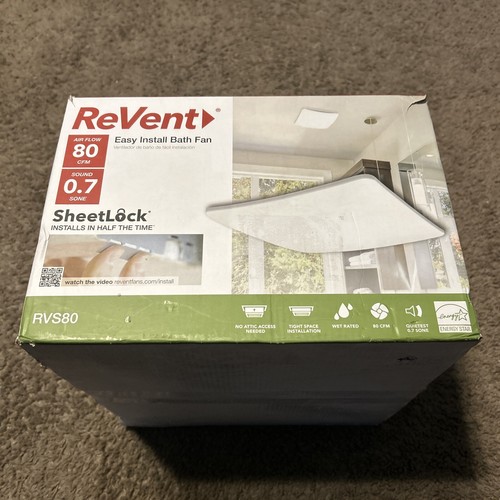 NEW ReVent 80 CFM Bathroom Exhaust Fan RVS80 Quiet .7 Sone w/ Easy ...