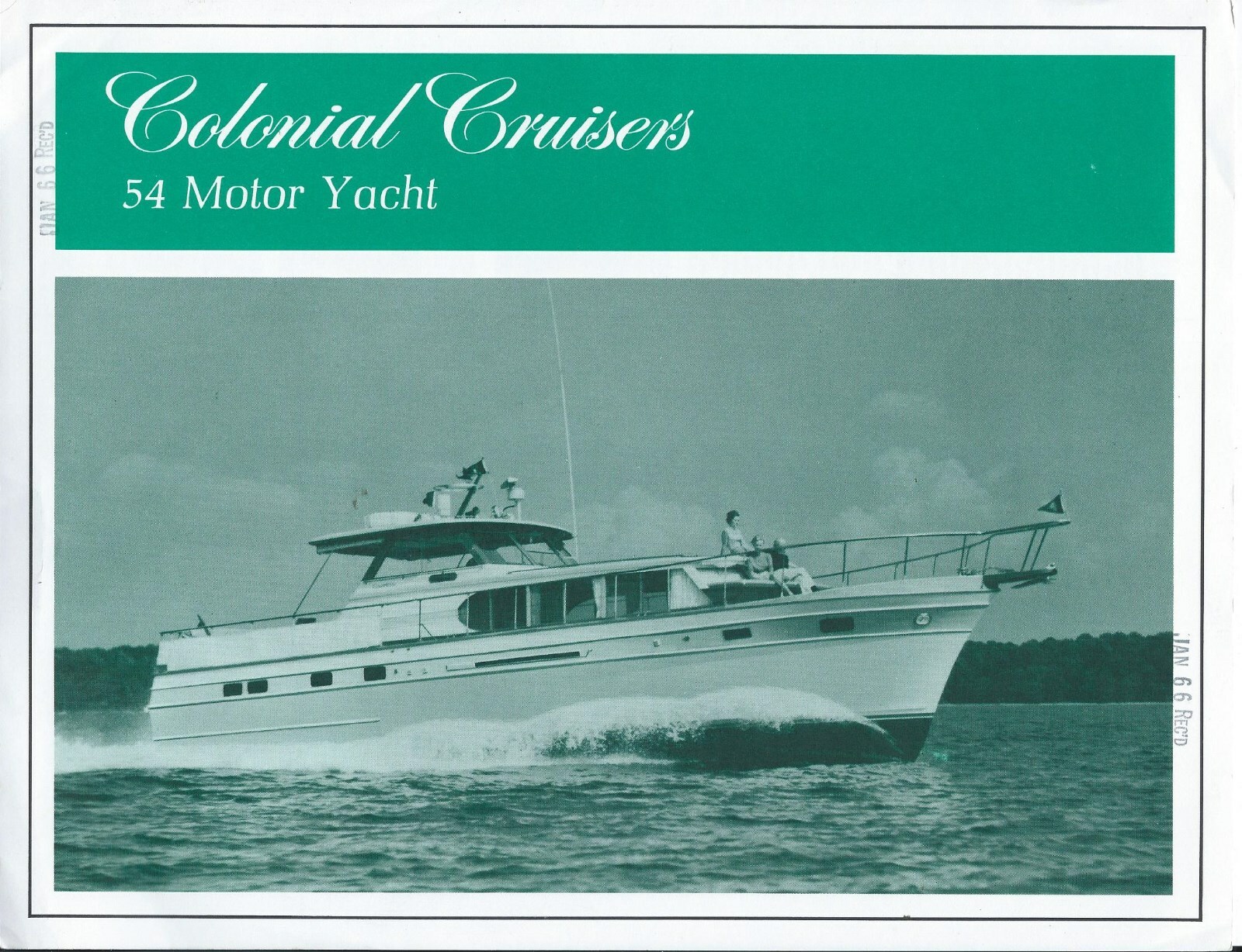 Boat Data Sheet - Colonial Cruisers - 54 Motor Yacht - c1966 Brochure ...