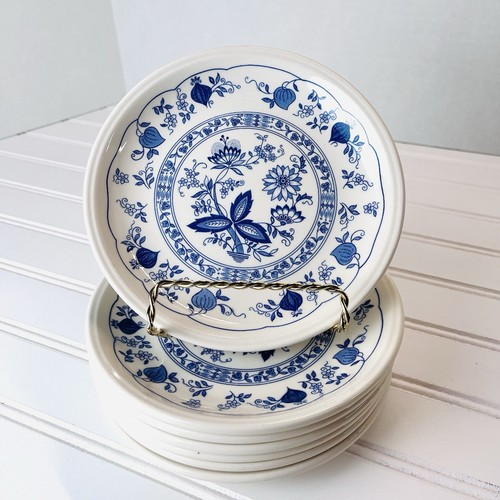 Vtg England Set Of 6 Staffordshire Bilton Blue Onion Dessert Plates ...
