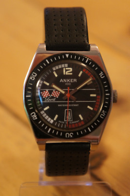 ANKER vintage mechanisch Datum neues Lederarmband sehr guter Zustand ...