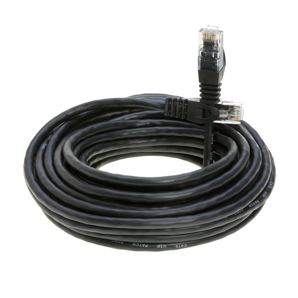 CAT5 Ethernet Patch Cable RJ-45 Internet Cord Black 25FT - 200FT Multi ...