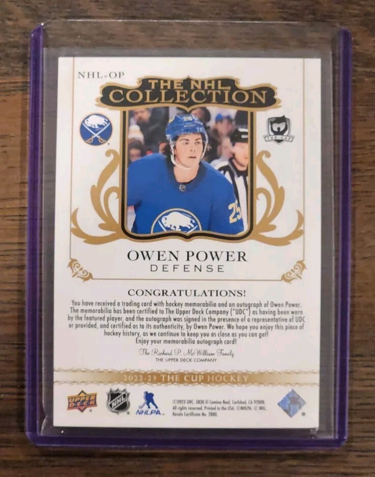 2022-23 The Cup The NHL Collection Auto Patch Owen Power /35 | eBay