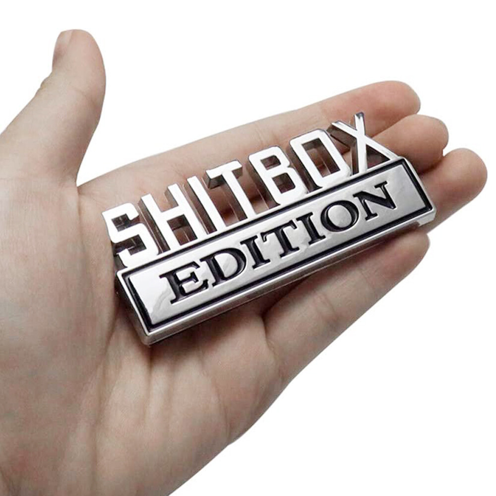2X 3D SHITBOX EDITION Emblem Decal Badge Stickers Silver For GM GMC ...