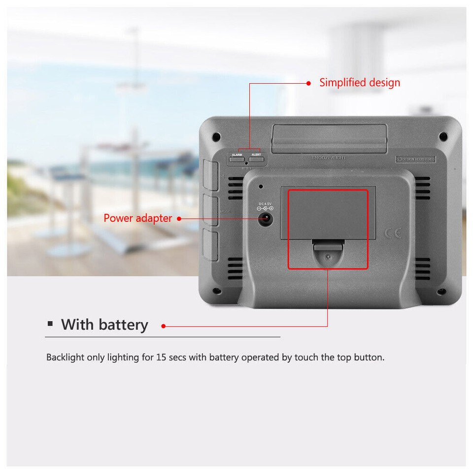 Digital LCD Indoor & Outdoor Weather Station Clock Calendar Thermometer ...