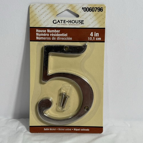Gatehouse 4” House Number 5 Satin Nickel Finish NEW | eBay