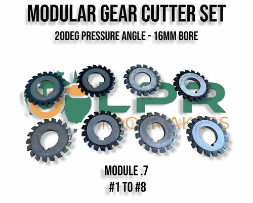 Gear Cutter set Involute Module 0.7 20P.A full set of 8 Cutters HSS ...