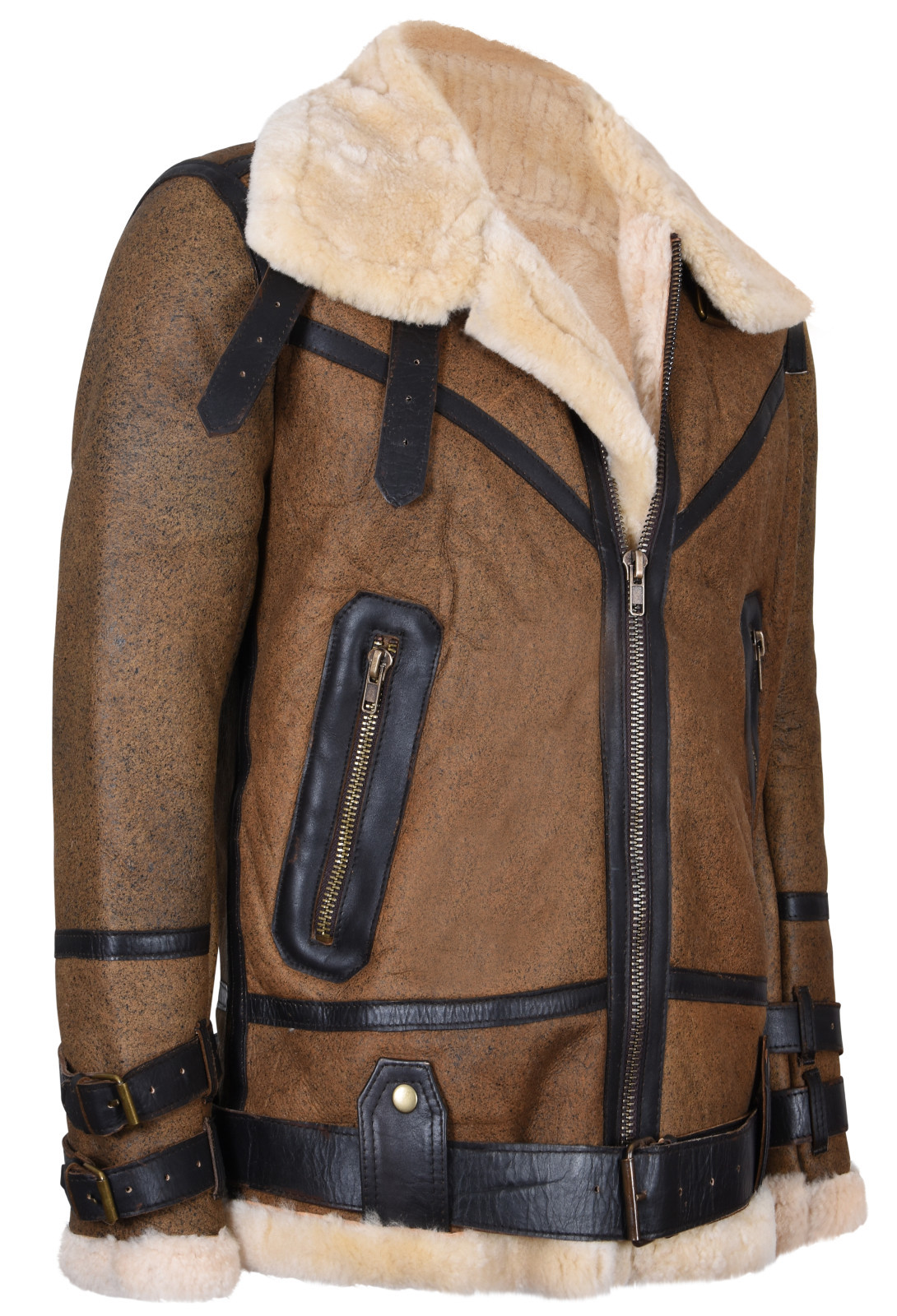 Mens Brown Vintage Pilot B3 Sheepskin Flying Leather Jacket | eBay