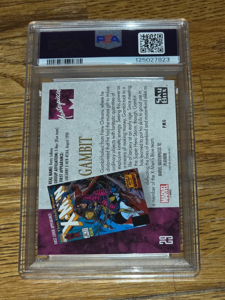 2024 Marvel Masterpieces 92 Platinum #29 Gambit Blue PMG /50 PSA 9 MINT ...