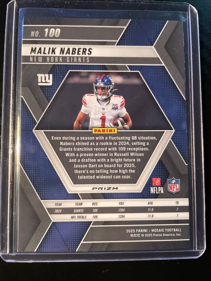 2025 Mosaic Malik Nabers Silver Holo | eBay