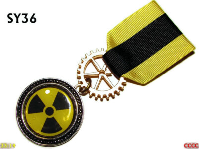 Steampunk Medal pin drape badge brooch warning virus biohazard ...