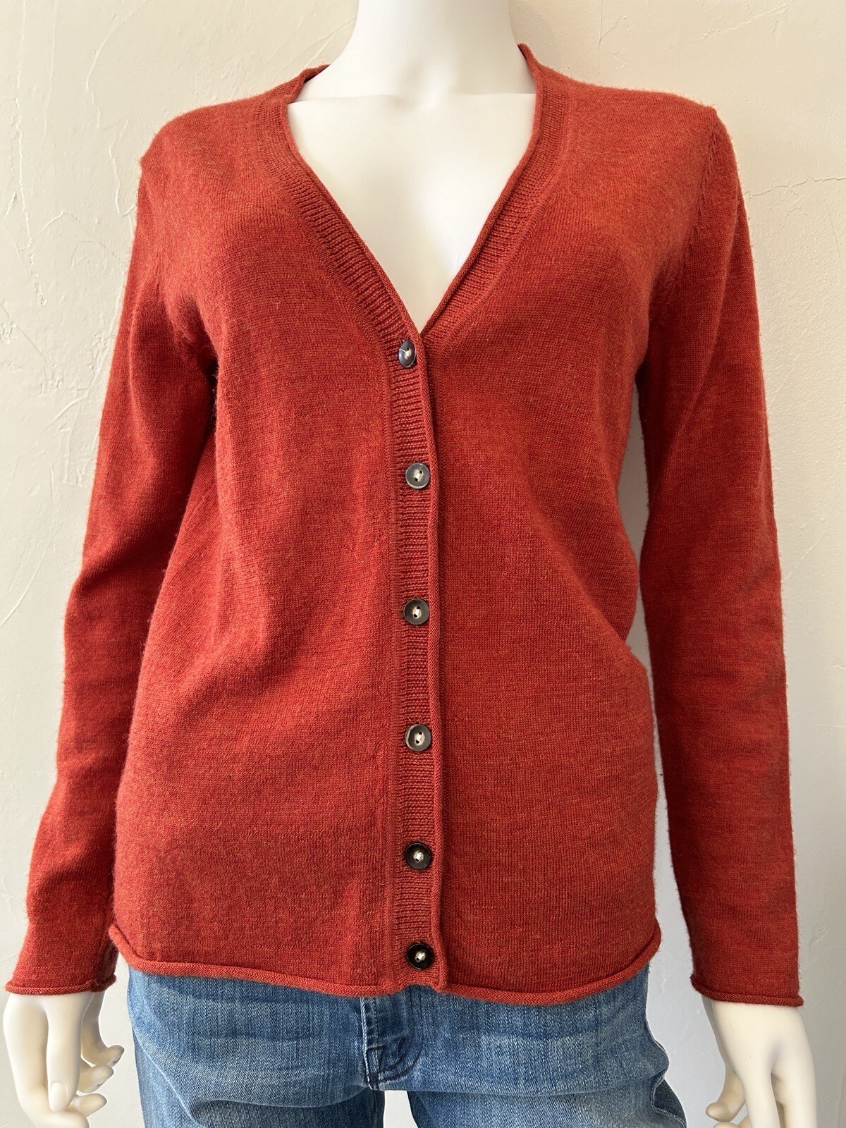 Tweeds Italian Merino Wool Cardigan Sweater Red Butto… - Gem